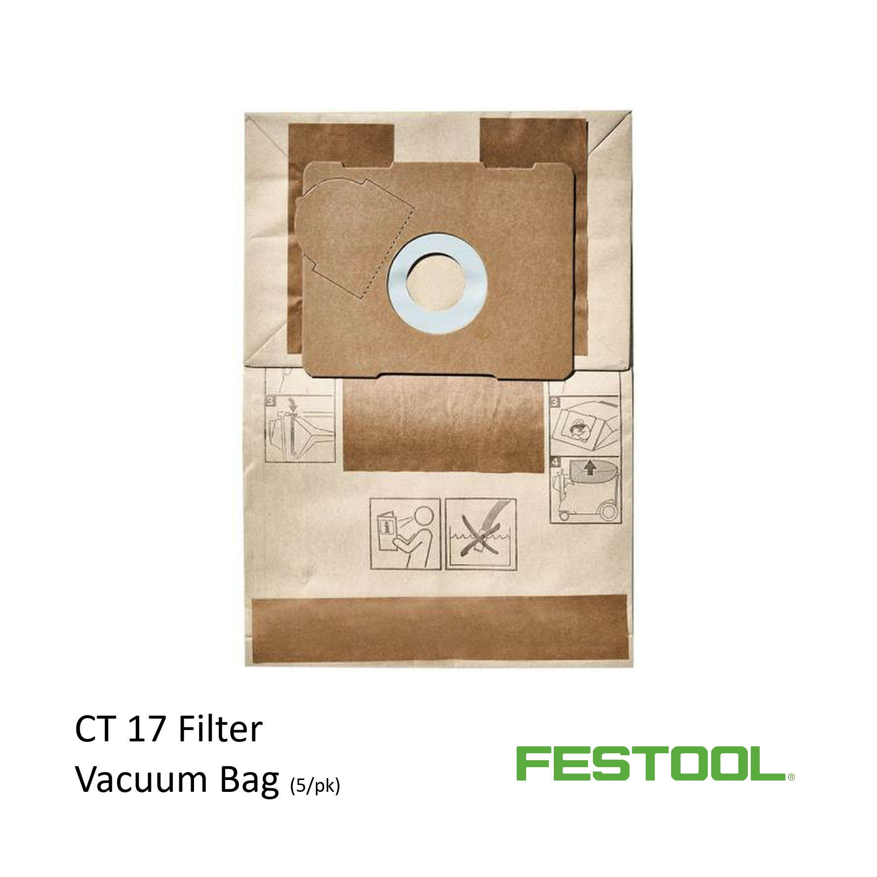 Festool - Filter Bags For CT17 - 17ltr Vacuum (5/pk) (769136 ...