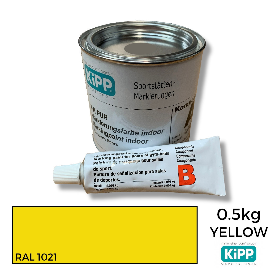 Kipp - 0.5kg Yellow - 2K Polyurethane - Indoor Court Line Marking Paint ...