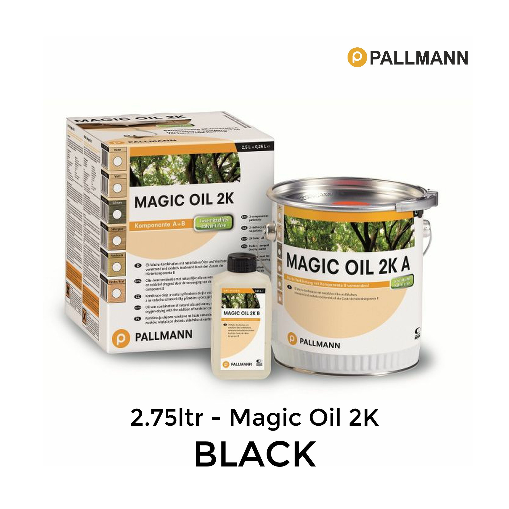 Pallmann - 2.75ltr Magic Oil 2K - Black - Including 0.25ltr Hardener ...