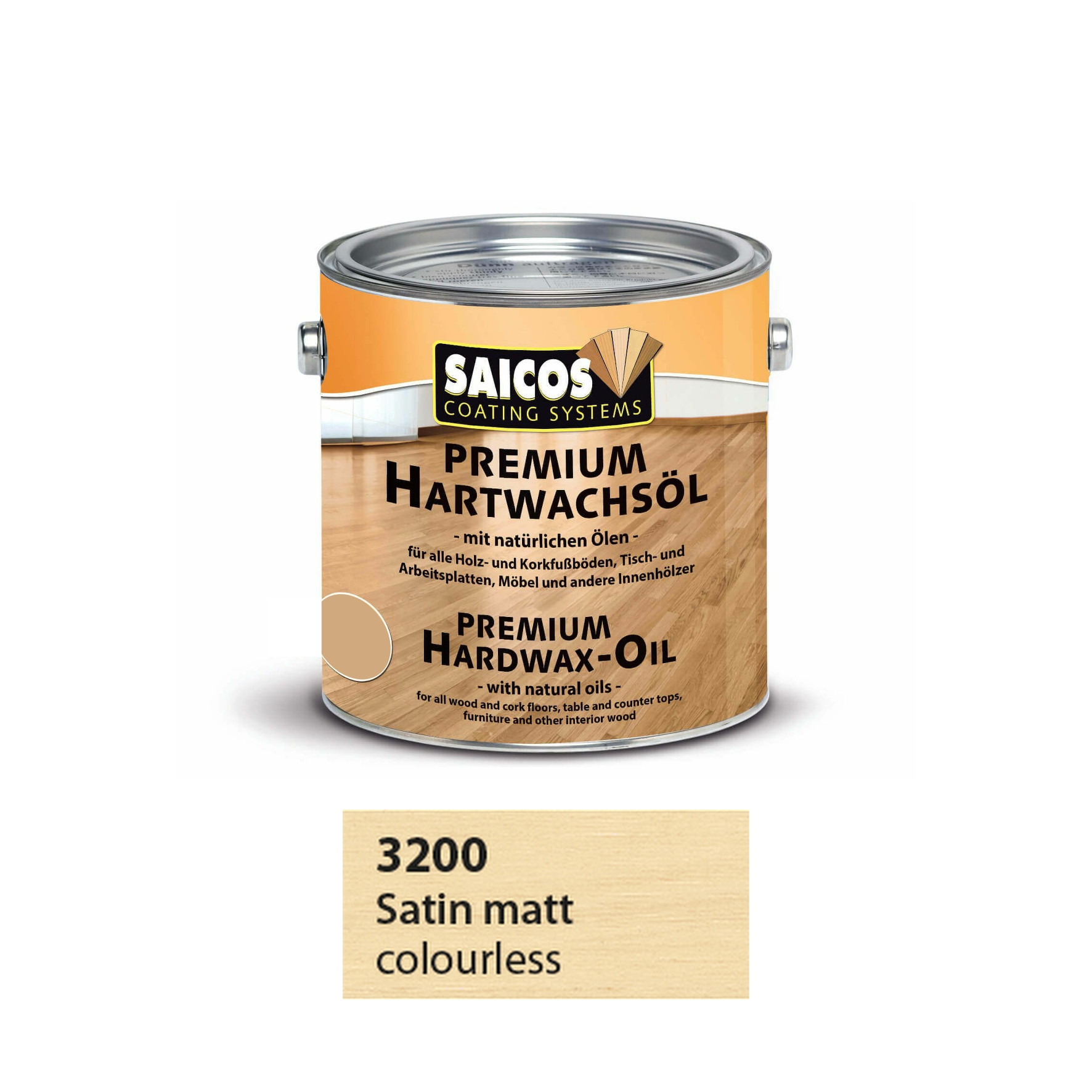 Saicos - Premium Hardwax Oil - Colourless SatinMatt - 3200 - 300 ...